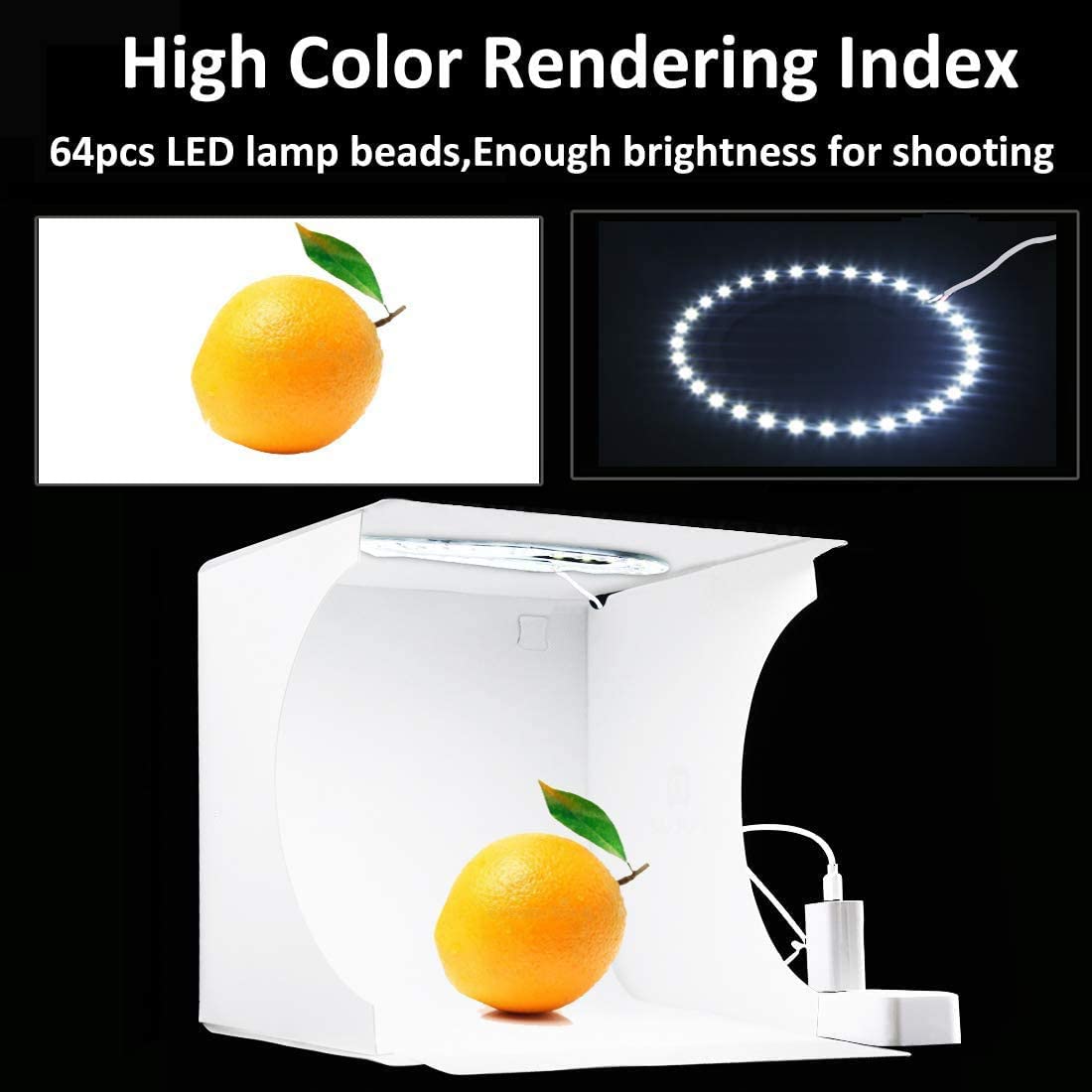 9 inch Mini Photo Light Box with 3 Mode Lights and 6 Color Backdrops ...